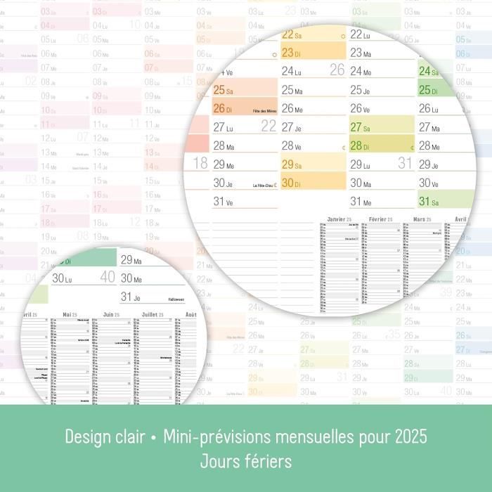 Calendrier Mural Xxl 2024 A1+ De Papier En Français (89X63 Cm) [Rainbow ...