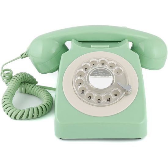 Téléphone fixe rétro à cadran rotatif - SWROSE -746 - Téléphone Fixe ...