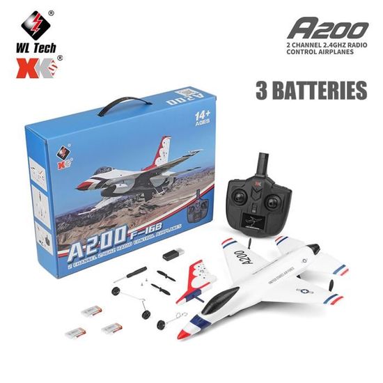 Couleur A200 3Bats XK A200 RC Avion F-16B Drone 2.4G Avion 2CH Partner-OOEPP Modèle Électrique ...