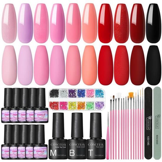 COSCELIA Manucure Vernis Semi Permanent Set Vernis à Ongles 10pcs 7ml ...