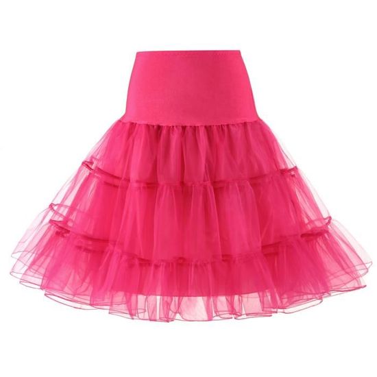 Jupon de Princesse Mariage Petticoat Femme - Tulle Rose Rose ...