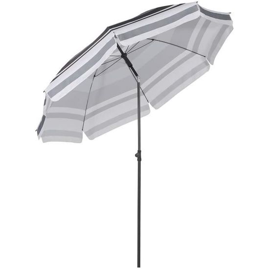 Sekey parasol Rond Ø 200 cm Protection Solaire UV 25+, Gris et blanc ...