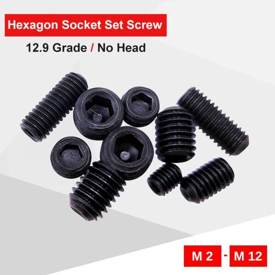 M2-2.5 mm 100 pcs-Black -Vis à douille hexagonale en acier au carbone ...