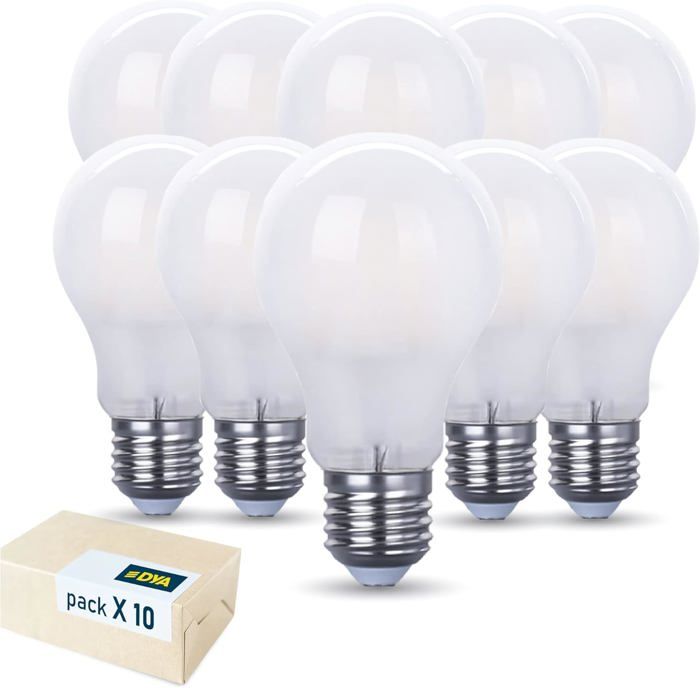Lot de 10 ampoules à filament lED goutte A60 mat 7 W 650 lm culot e27 blanc chaud 2700 K angle d ...