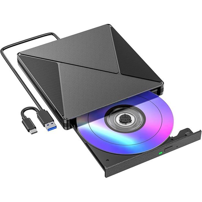 Lecteur CD pour PC USB 3.0 et USBC DVD Optique Portable CDDVD -+RW ...