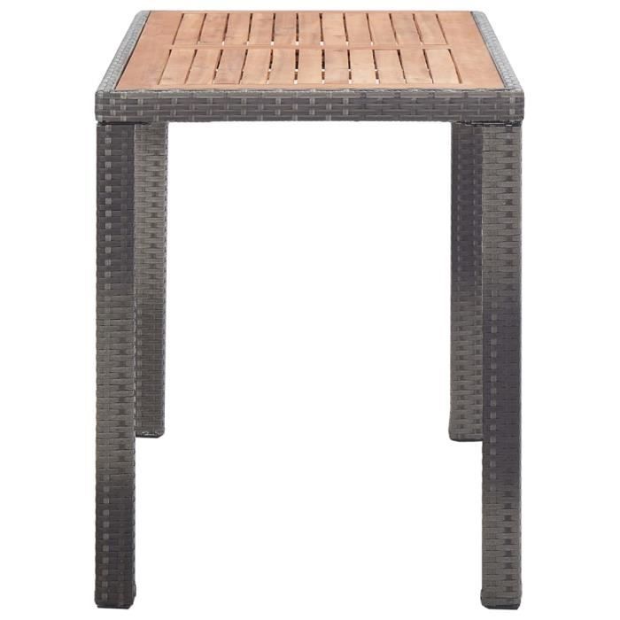 Akozon Table de jardin Anthracite et marron 123x60x74 cm Bois d'acacia ...