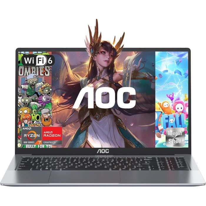 Ordinateur Portable AOC 2024 Gaming Boîtier en Métal et Rétroéclairé,AMD Ryzen 7 5825U8C/16T ...