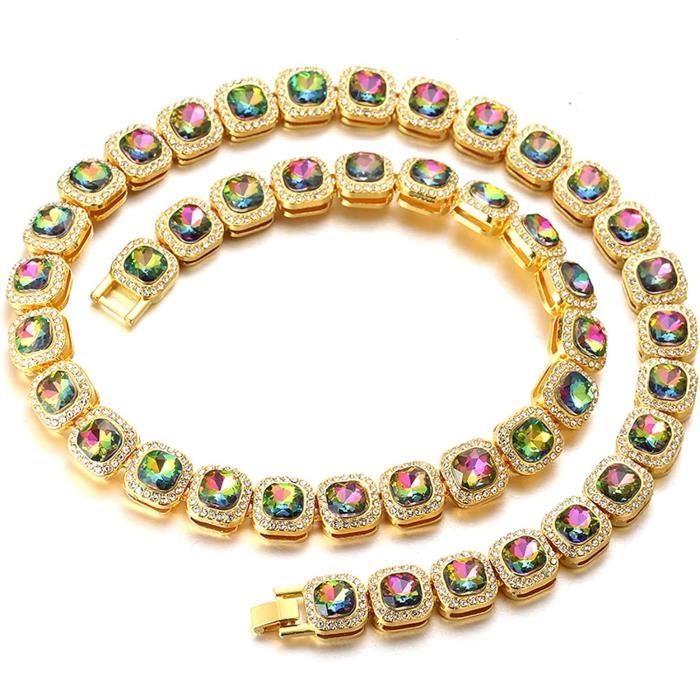 Groupé Diamant Chaîne De Tennis Pour Homme,Or Véritable 18 Carats-Or ...