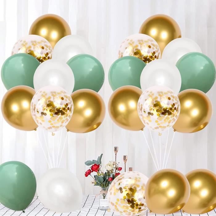 Lot de 30 ballons verts et dorés pour fête d'anniversaire avec ...