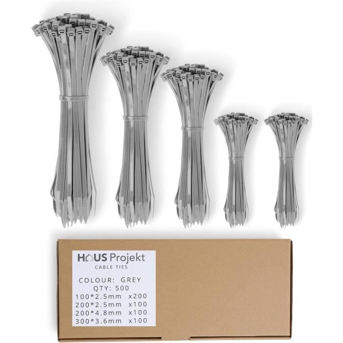 Collier de serrage pour câbles, Gris paquet de 500 Zipties assortis ...