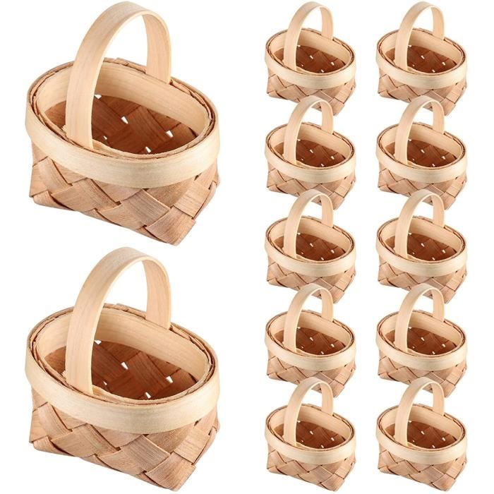 Panier Mini- Tissé: 12 Pcs Petits Paniers en Osier avec Poignée Panier ...