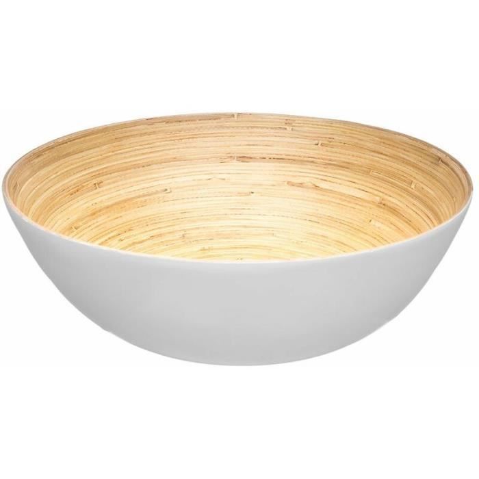 Saladier en bambou Ø 28 cm Naturel et Blanc laqué - Cdiscount Maison
