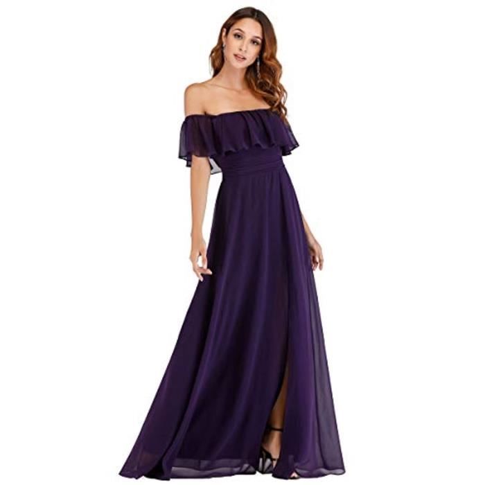 Robe WC860 Off The Shoulder Empire Waist A Line Chiffon Long Élégante s ...