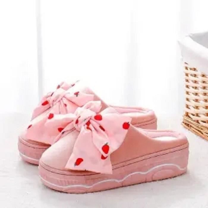 Chaussons,Pantoufles d'hiver à semelle épaisse pour femmes, chaussures ...