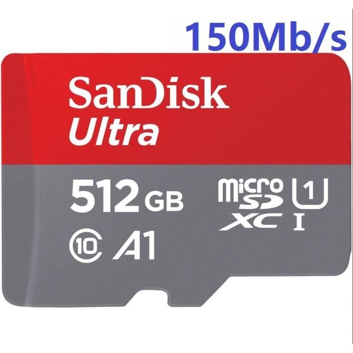 Sandisk ultra Micro SD SDXC 512Go 512GB 512g TF carte 150MB/S Classe 10 U1 A1 Adaptateur SD ...