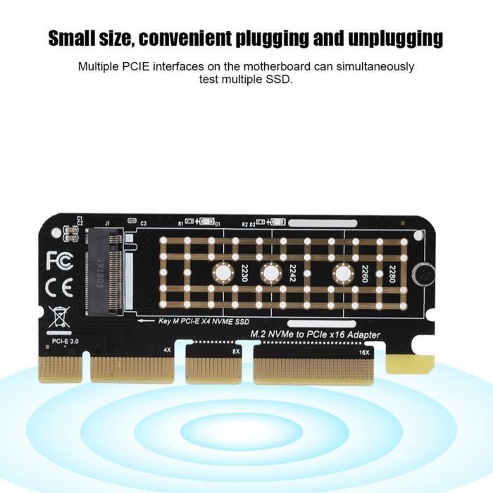 SURENHAP Carte adaptateur M.2 NGFF SSD vers PCI-E 3.0 X16 Adaptateur de disque dur SSD haute ...