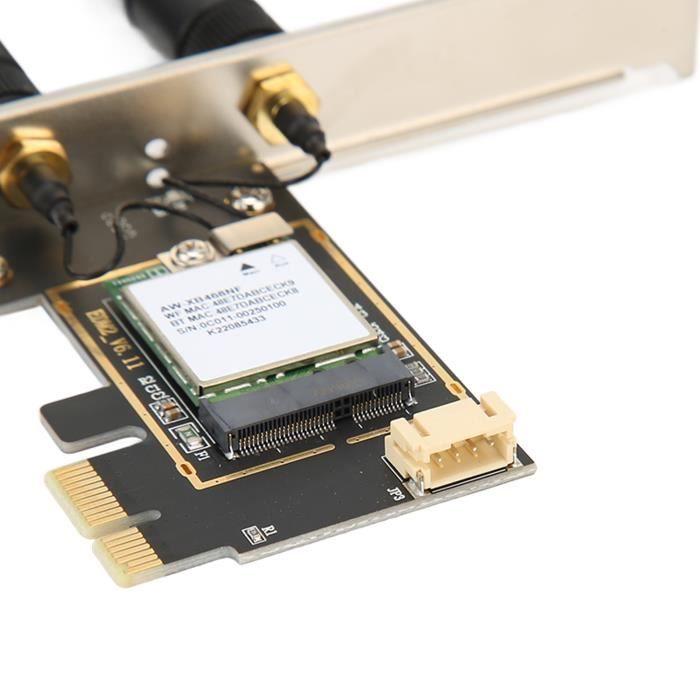 TMISHION carte WiFi PCIE 1800 Mbps Carte sans fil WiFi 6 PCIE avec 2 antennes 1800Mbps 2.4Ghz ...