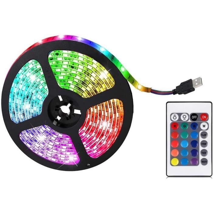 1 Mètres Bande Led Lumineuse, Ruban Led 5050 Rgb Multicolore Dimmable, Contrôlé Par Avec ...
