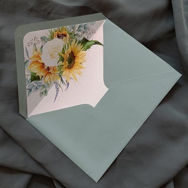 Carte d'invitation,dusty blue flower-160x160mm--Enveloppe Brillante Irisée De Perles, 50 Pièces ...