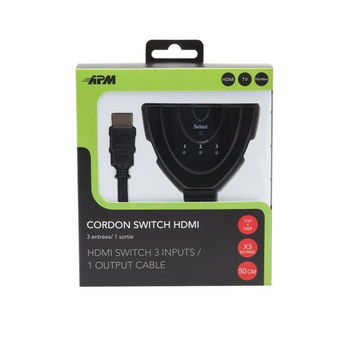 APM - CORDON SWTCH HDMI 3 ENTREES 1 SORTIE 3D FULL HD 50 CM - Cdiscount ...