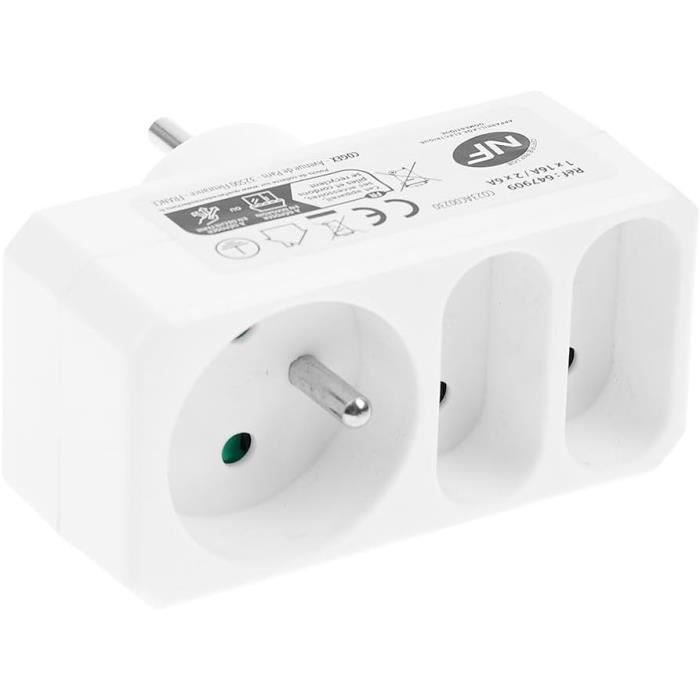 Multiprise Électrique, Prise Multiple Fiche Triplite 3 Prises 1 X 16A ...