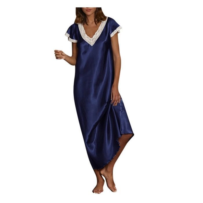Robe de nuit longue en satin sexy pour femmes,vêtements de nuit à ...