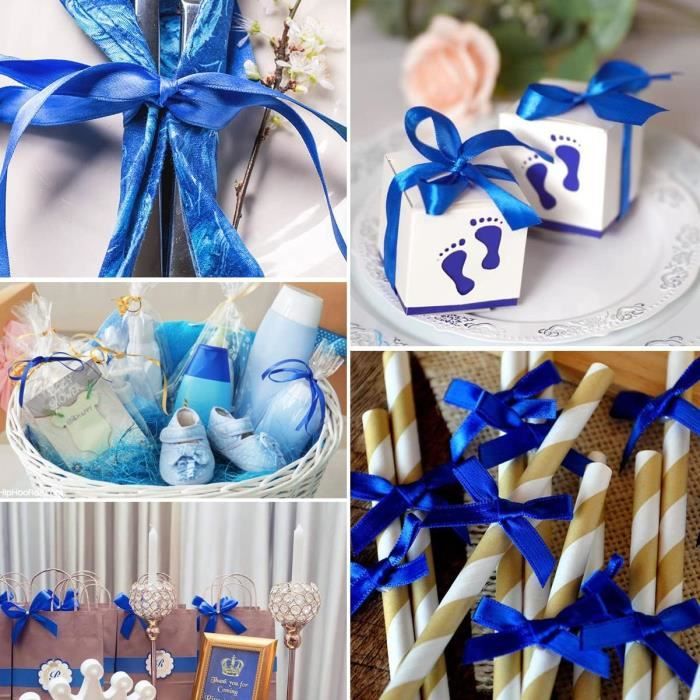Ruban Satin Bleu 20mm, 23 mètres Rubans de Tissu Bleu Roi pour ...