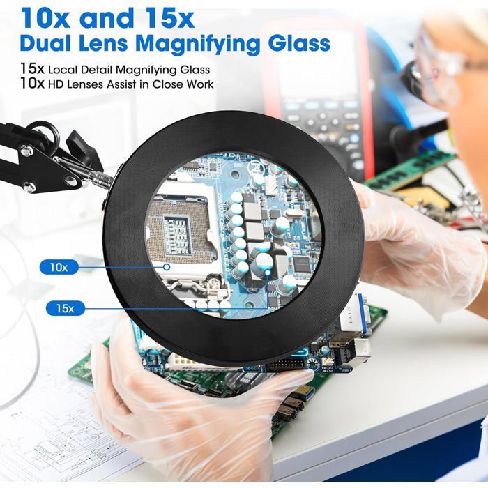 Loupe avec LèRe Et Support, 10x Loupe Eclairante, Lampe Loupe sur Pied ...