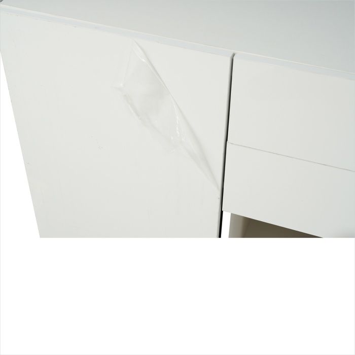 Buffet design scandinave blanc brillant et chêne clair avec tiroirs et ...