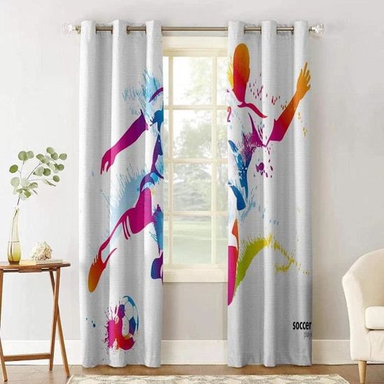 Rideau Occultant Salon Rideaux À Oeillets Chambre 3D Sports Football ...