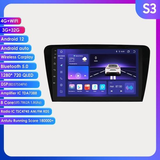 3+32G Android autoradio Volkswagen Skoda Octavia 3 A7 2013 - 2018 4G lecteur multimédia ...