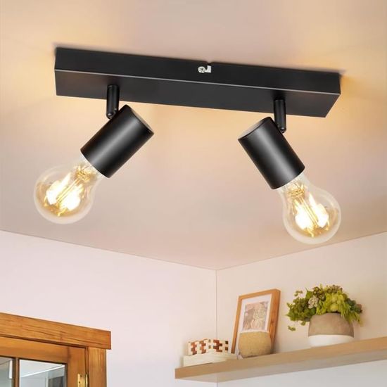 Plafonnier Led 2 Spot Orientables - Spot De Plafond Noir E27 Plafonnier ...