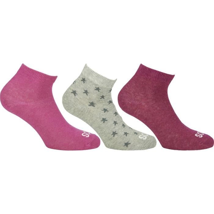 SOFTWR Socquettes fines - Femme - Rose Rose, beige et rouge - Cdiscount ...