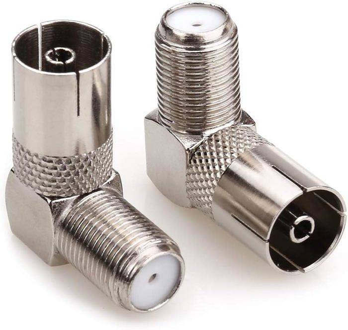 Connecteur adaptateur coaxial d'antenne TV femelle vers fiche F à angle ...
