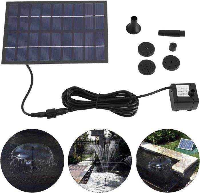 Pompe de fontaine solaire 9V 1.7W Pompe à eau solaire Fontaine de jardin Panneau solaire Pompes ...