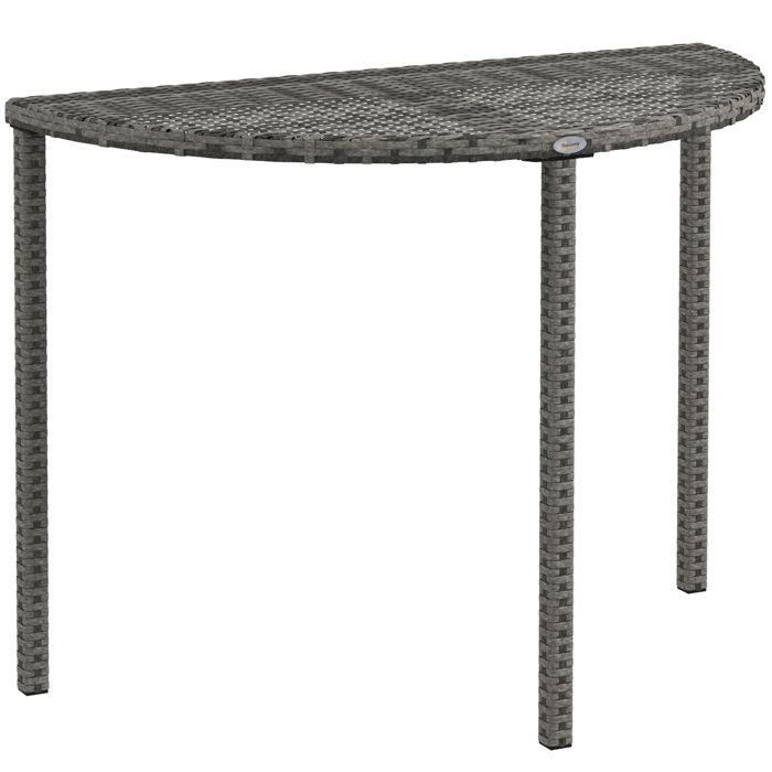 Table de balcon demi - ronde 100 x 50 x 74 cm table de jardin en rotin ...