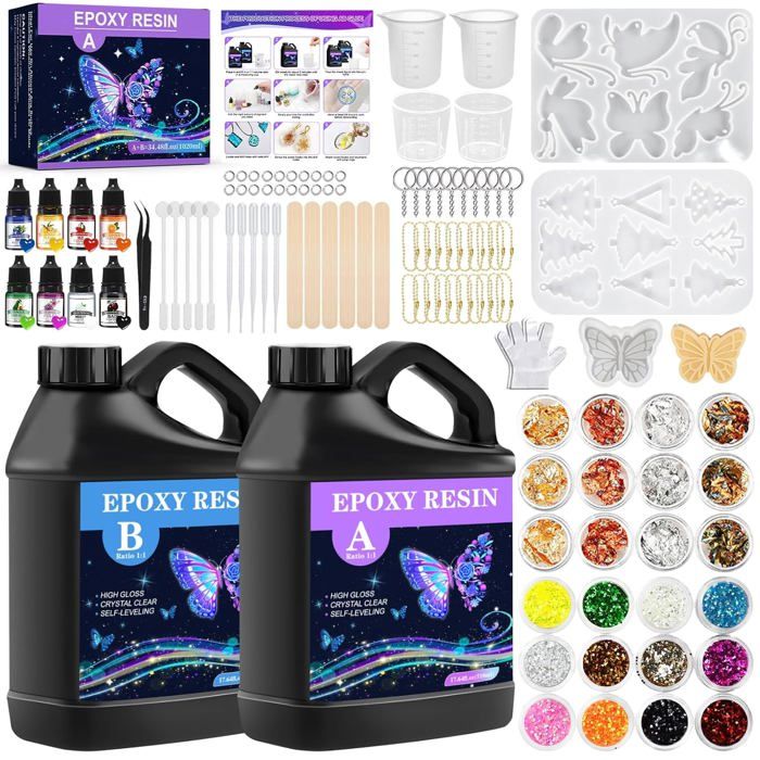 1020ml Resine Epoxy Transparente,1-1 Ratio,Kit Résine Epoxy Complet ...