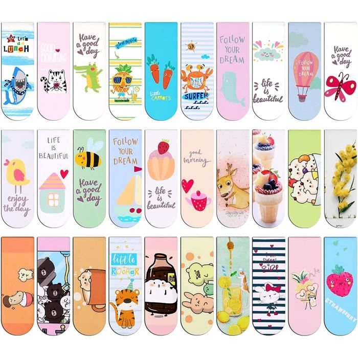 30 Pièces Signet Magnétiques Marqueurs de Page,Animaux Marque-Pages ...