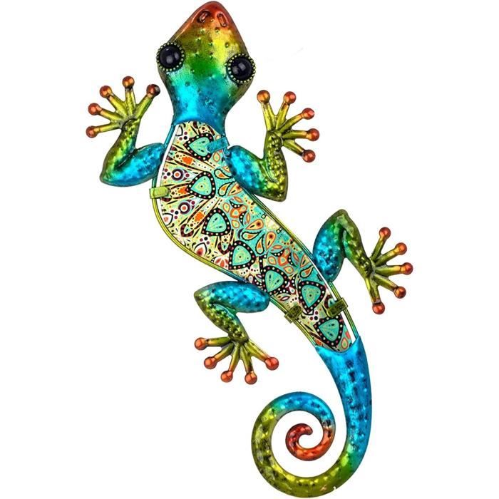 Gecko Mural Vert, Métal et Verre, Modèle EXOTIK, H 37 cm [691 ...