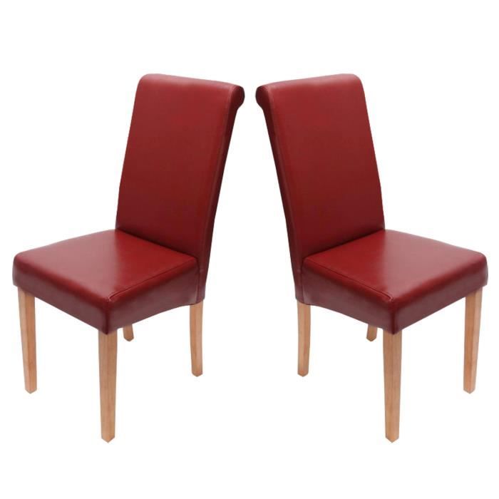 Lot de 2 chaises de séjour Novara II - Rouge - Cuir - Pieds clairs ...