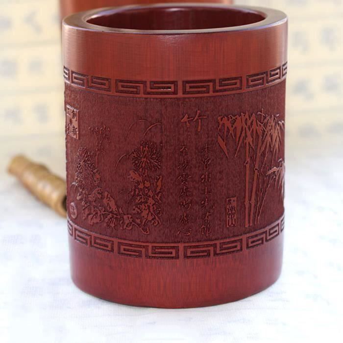 Pot à crayon vintage chinois en bambou - HUIXI - support organiseur ...