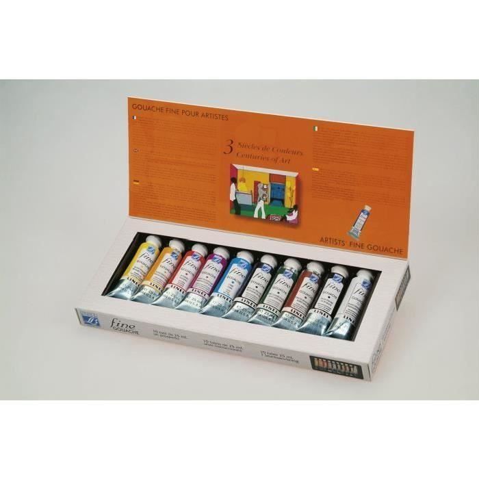 LEFRANC & BOURGEOIS Assortiment gouache fine boîte carton - 10x25ml ...