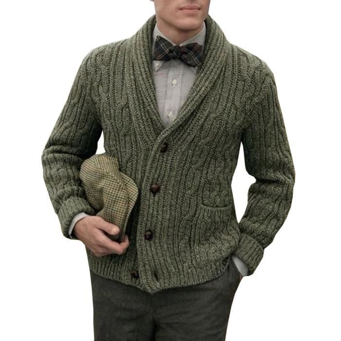 Pull à la mode pour hommes en automne et en hiver, veste en cardigan de couleur mélangée de ...