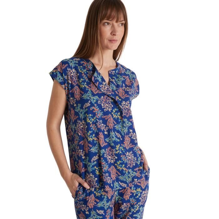 Blouse Imprimée Imprimé Multicolore Bleu Orange Cdiscount Prêt à Porter