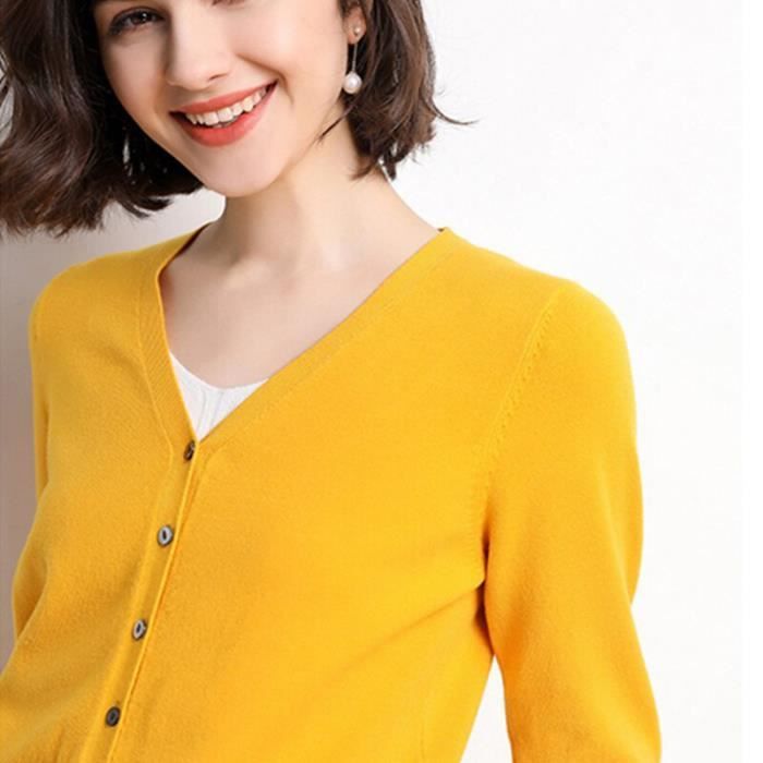Gilet-cardigan,Cardigan d'automne blanc à col en v pour femmes, pull ...