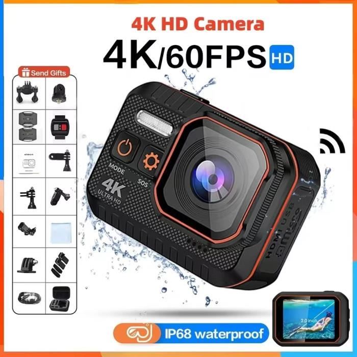 Caméra d'action révélatrice 4K 60FPS avec écran de télécommande ...