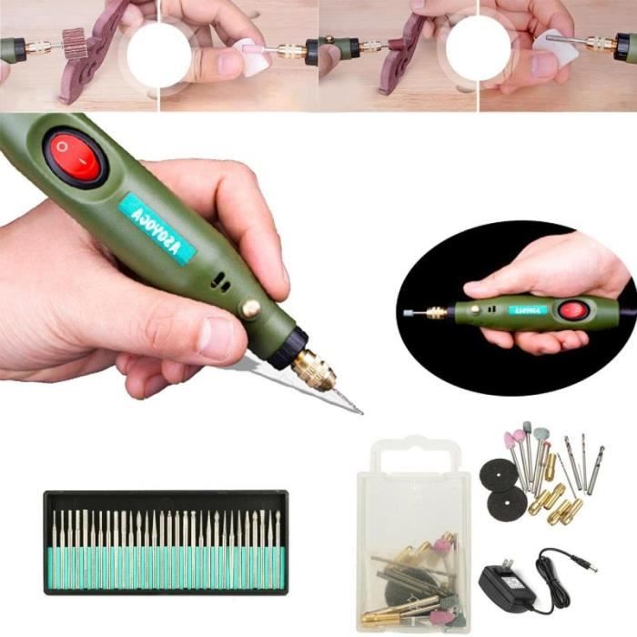 Mini broyeur lectrique 12V110V polisseuse Kit de perceuse main stylo bois outils de gravure ...