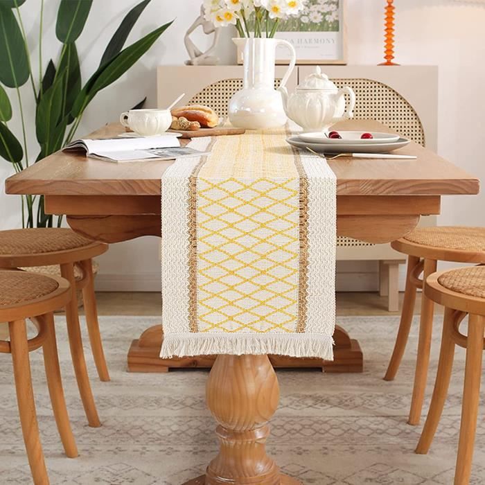 Onlyesh Chemin de Table, 30 x 180 cm Chemin de Table en Lin de Coton ...