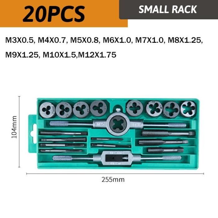 FILIERE - BUSE DE FILAGE - TARAUD,20PCS--7-12-20-40pcs Robinet Jeu De Matrices Filetage ...