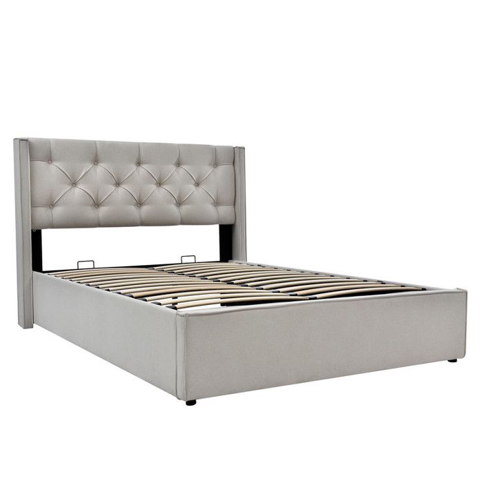 Lit Double Hydraulique 140x200 cm avec Matelas, Lit Adulte avec Sommier ...